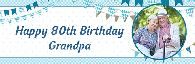 Personalised 80th Birthday Banner for Grandpa Same Day & Next Day ...