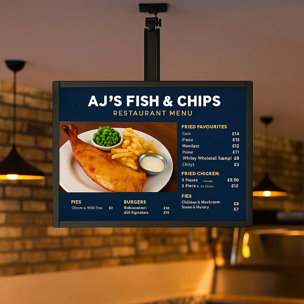 A1 Hanging Ceiling Restaurant Menu LED Sign Board Same Day & Next Day ...